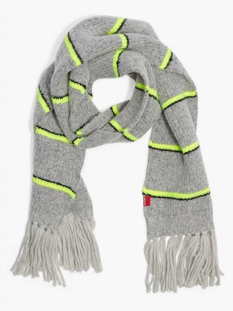 Neon Green Striped Scarf | Levi's | STYLEFAV