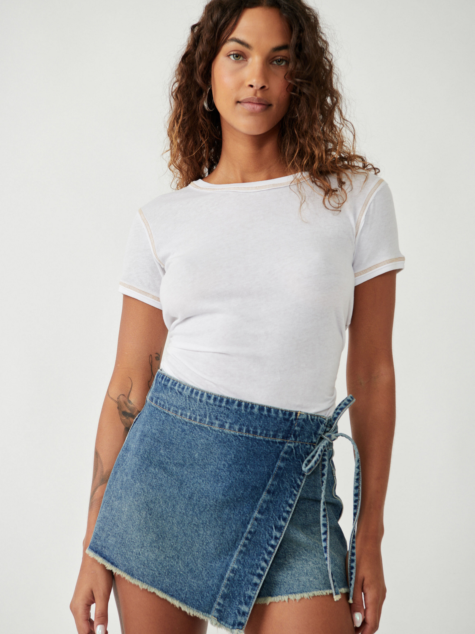 Free People : Misty Blue Emmy Denim Skort